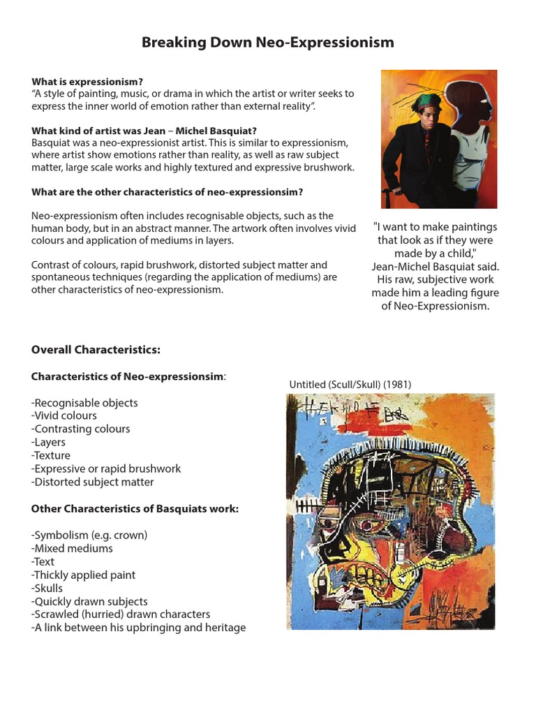 Neo-Expressionism Handout | PDF | Paintings | Art Media