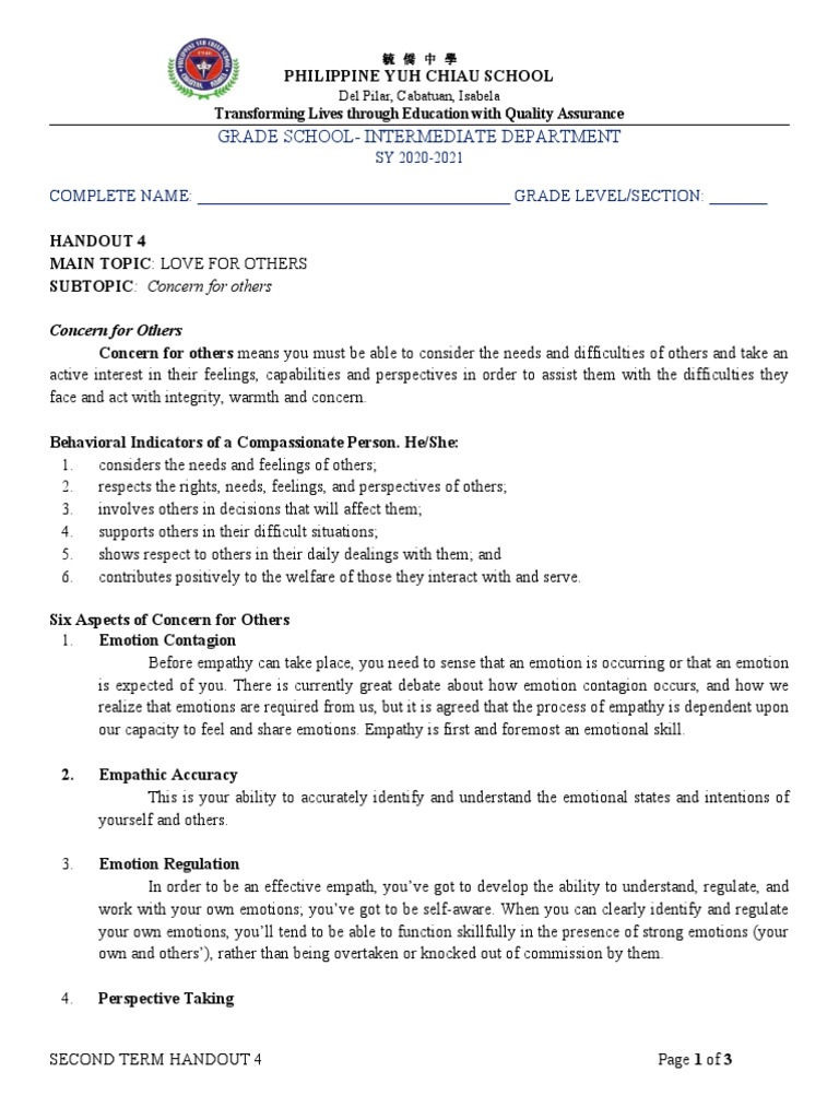 Grade School-Intermediate Department: COMPLETE NAME: - GRADE LEVEL ...