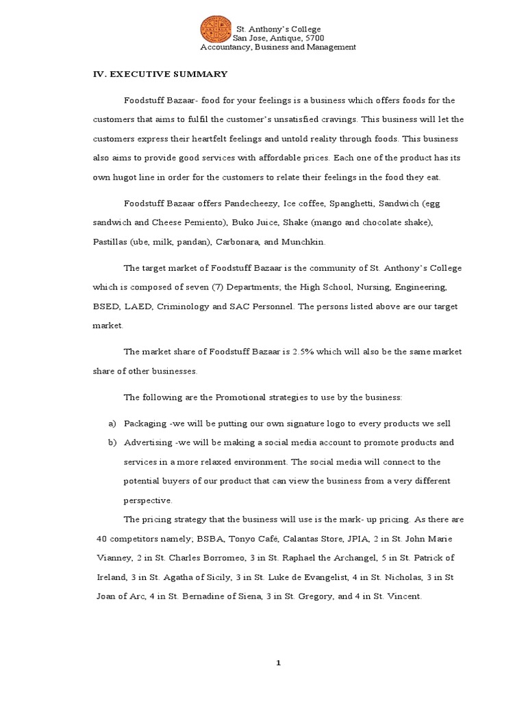 Business Plan (Simulation) New Draft | PDF | Drink | Foods