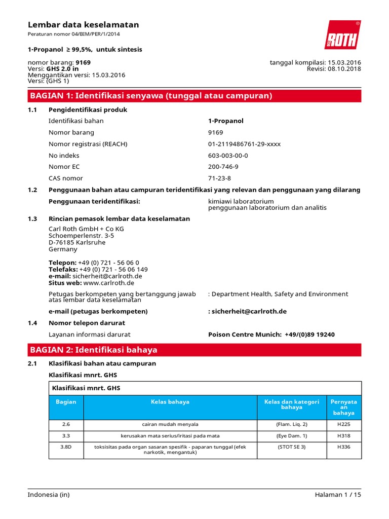 Efek Samping 1-Propanol dalam Laboratorium | PDF