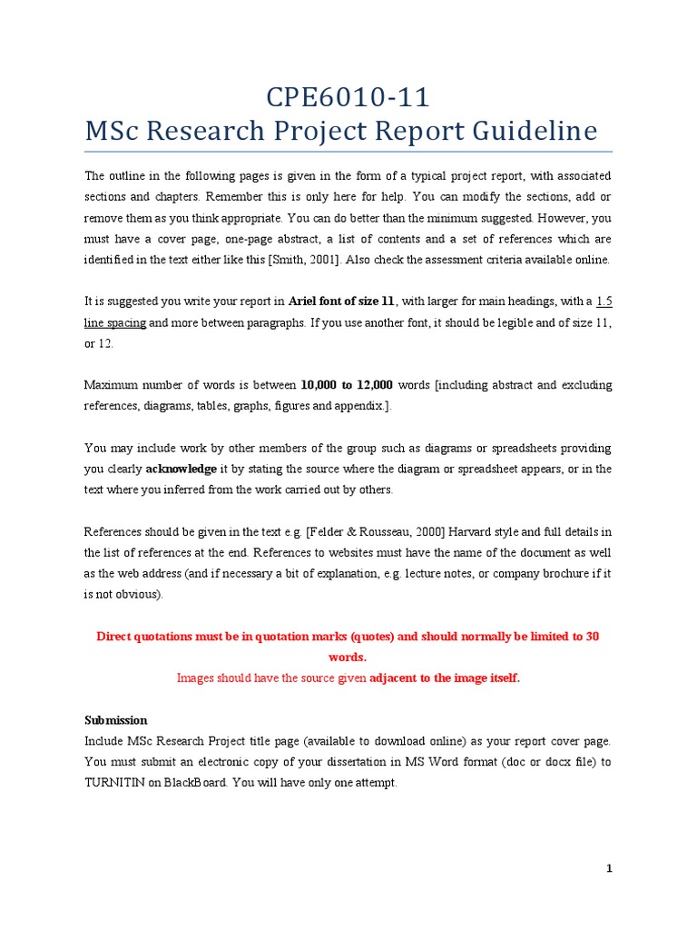 MSC Research Project Dissertation Guideline 2019-20 | PDF | Statistics ...