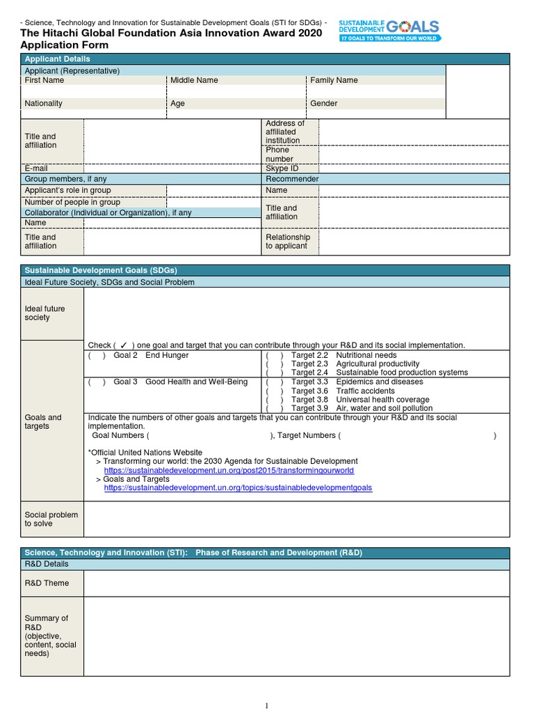 Application Form - The Hitachi Global Foundation Asia Innovation Award ...