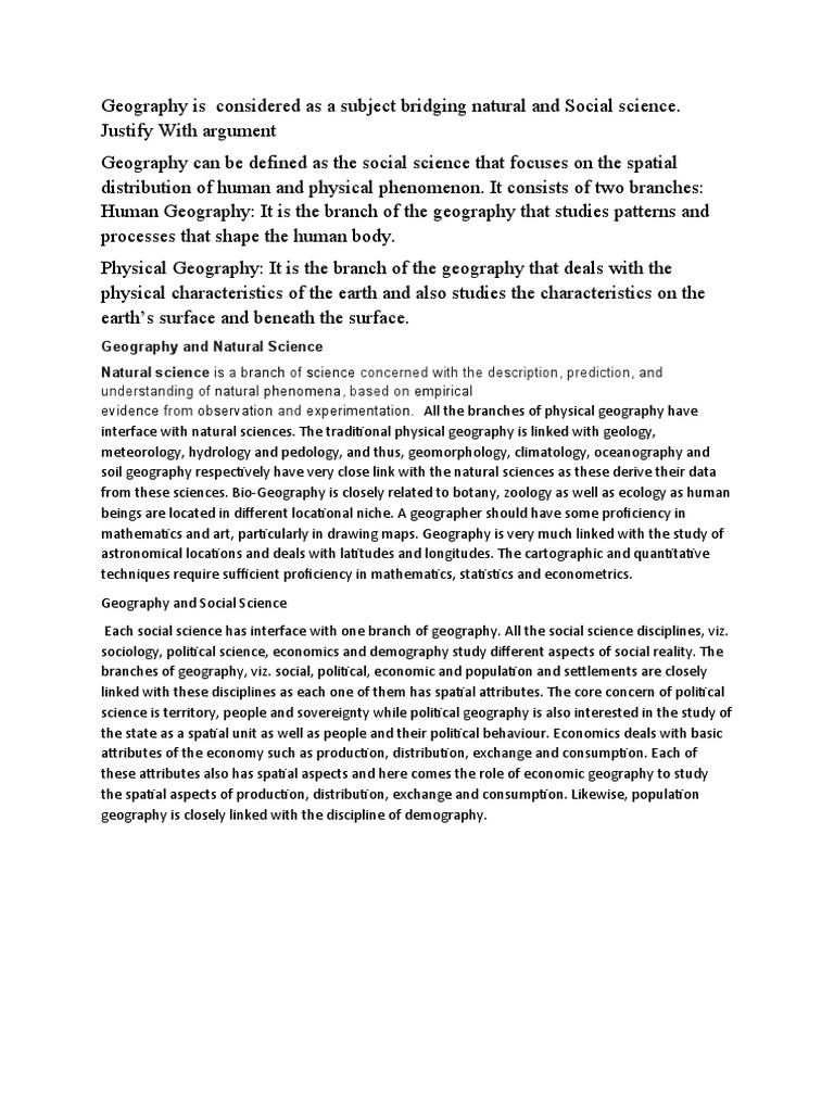 Geography: A Bridge Between Sciences | PDF | Geography | Social Science