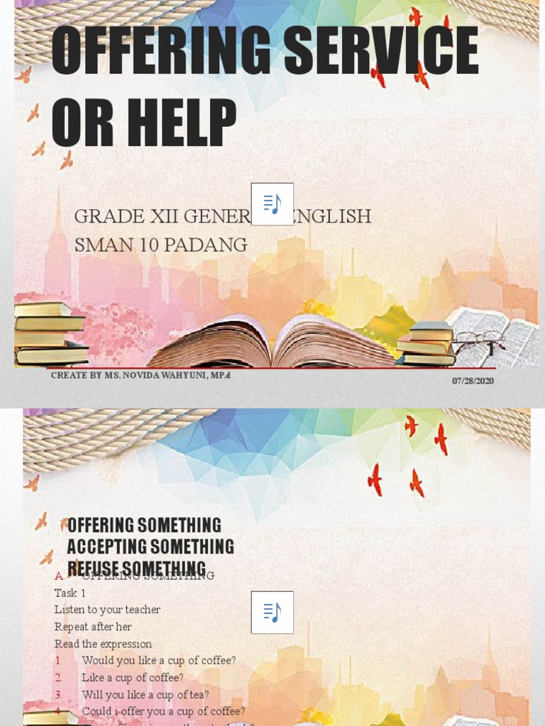 Offering Service or Help: Grade Xii General English Sman 10 Padang ...