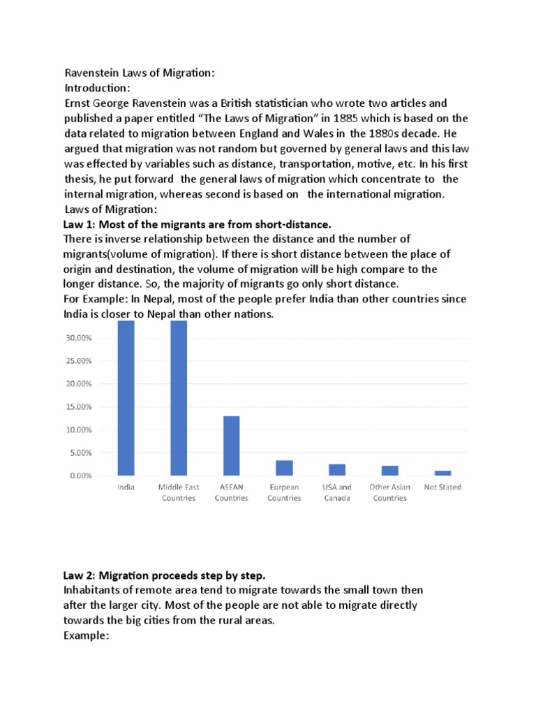 Ravenstein Laws of Migration | PDF | Human Migration | Migrant Worker