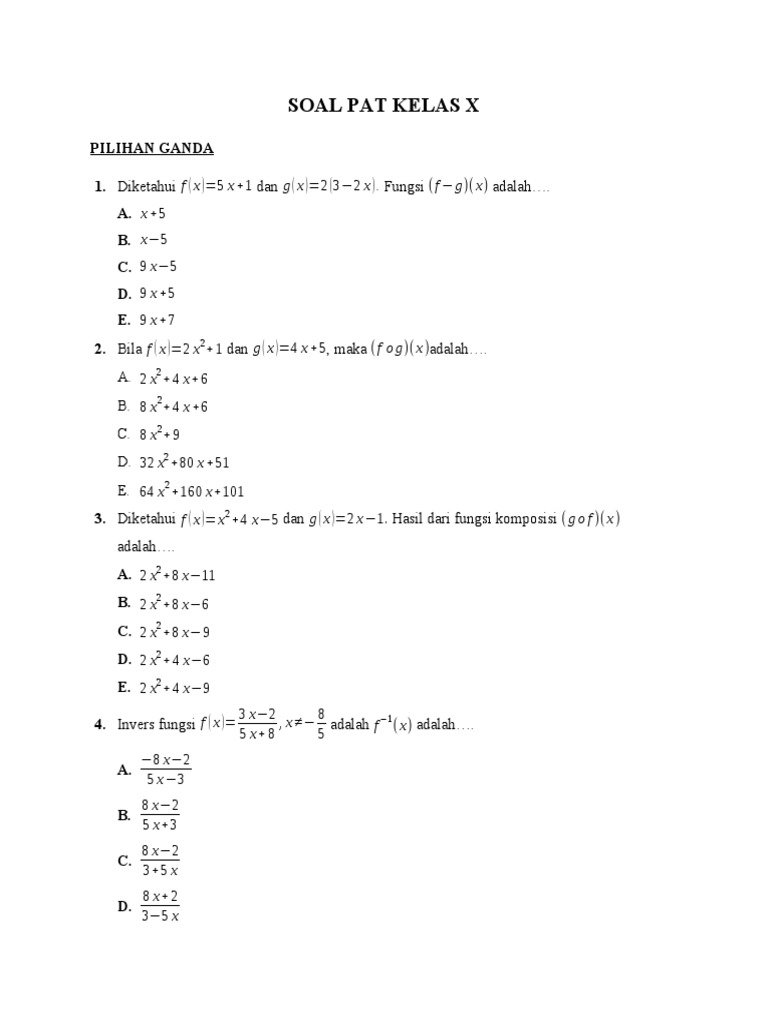 Soal Pat Kelas X | PDF
