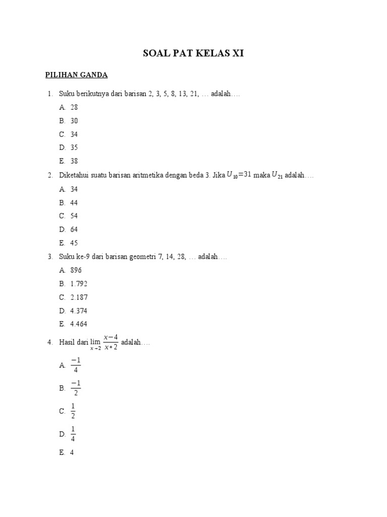 Soal Pat Kelas Xi | PDF