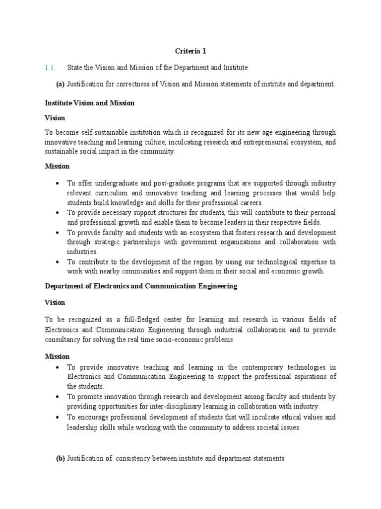 Criteria 1 Justification | PDF | Collaboration | Engineering