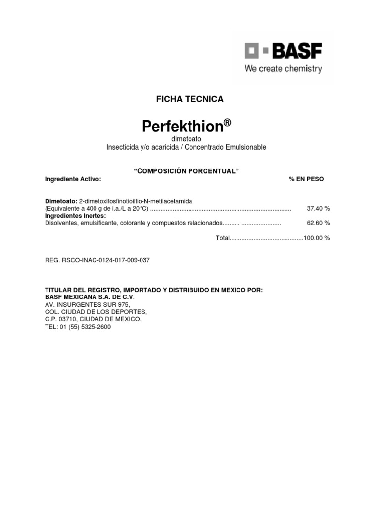 Ficha Técnica Perfekthion® | PDF | Horticultura y jardinería | Insectos