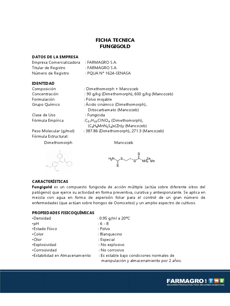 Ficha Técnica Fungigold | PDF | Química | Ciencias fisicas
