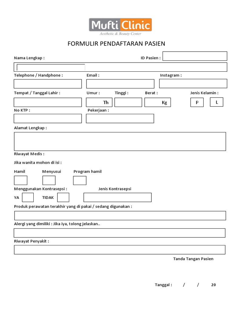 Formulir Pendaftaran Pasien | PDF