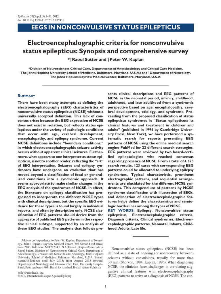 Electroencephalographic Criteria for Nonconvulsive Status Epilepticus ...