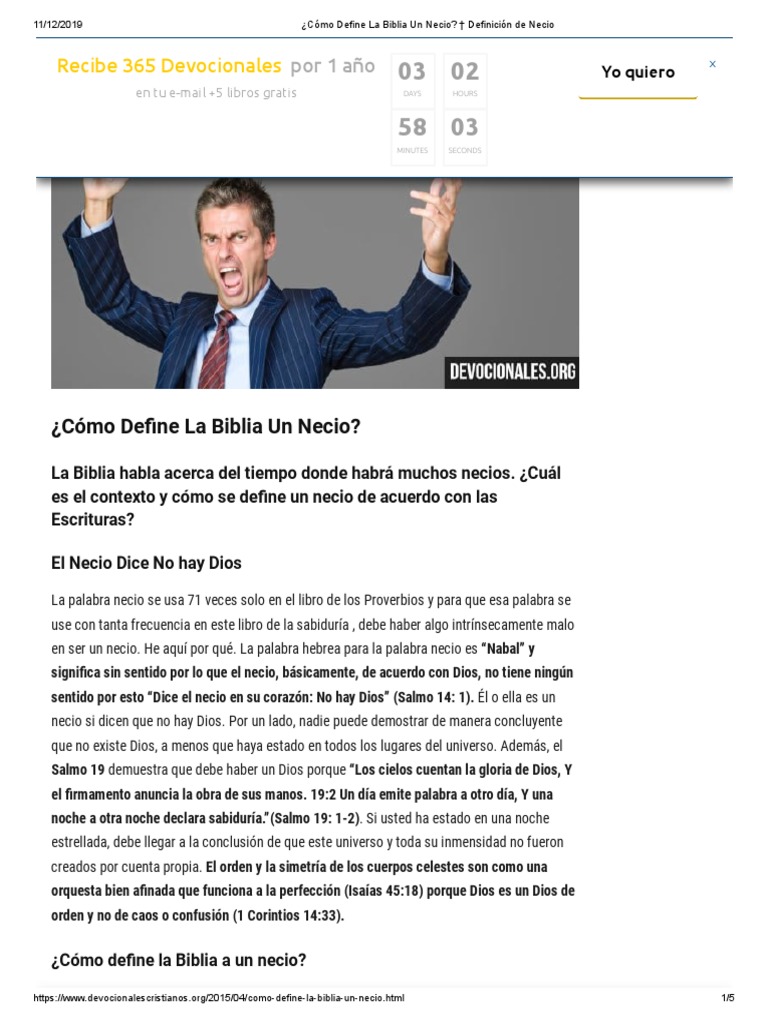 ¿Cómo Define La Biblia Un Necio - Definición de Necio | PDF | Libro de ...