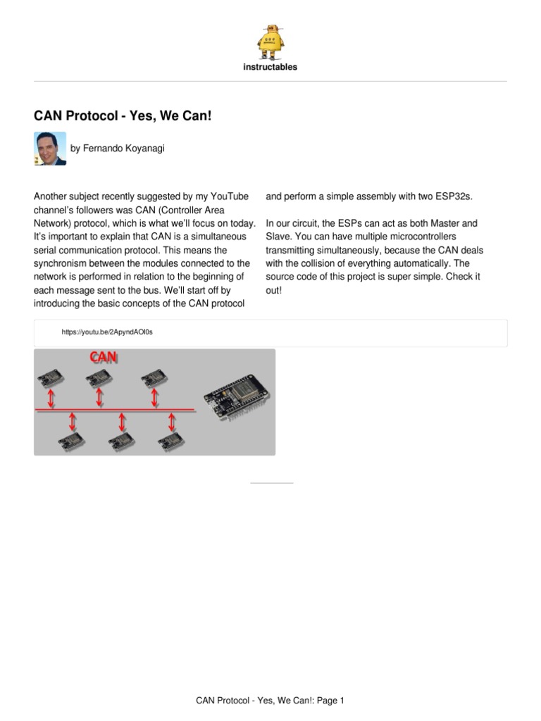 CAN Protocol - Yes, We Can!: Instructables | PDF | Telecommunications ...