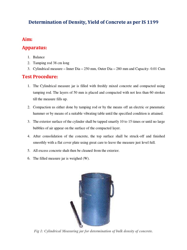 Determination - of - Concrete - Yield and Densifying | PDF | Density ...