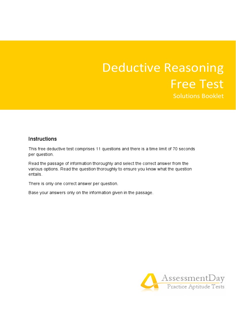 Deductive Reasoning Free Test: Assessmentday | PDF | Loans | Business
