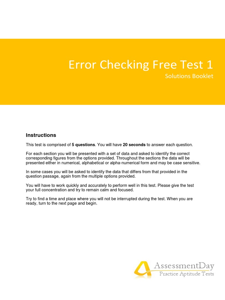 Error Checking Aptitude Test Guide | PDF | Computing | Computing And ...