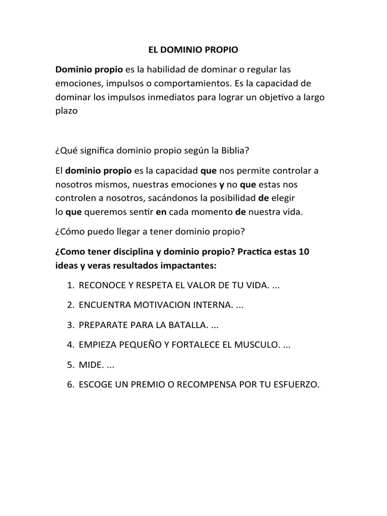 El Dominio Propio | PDF