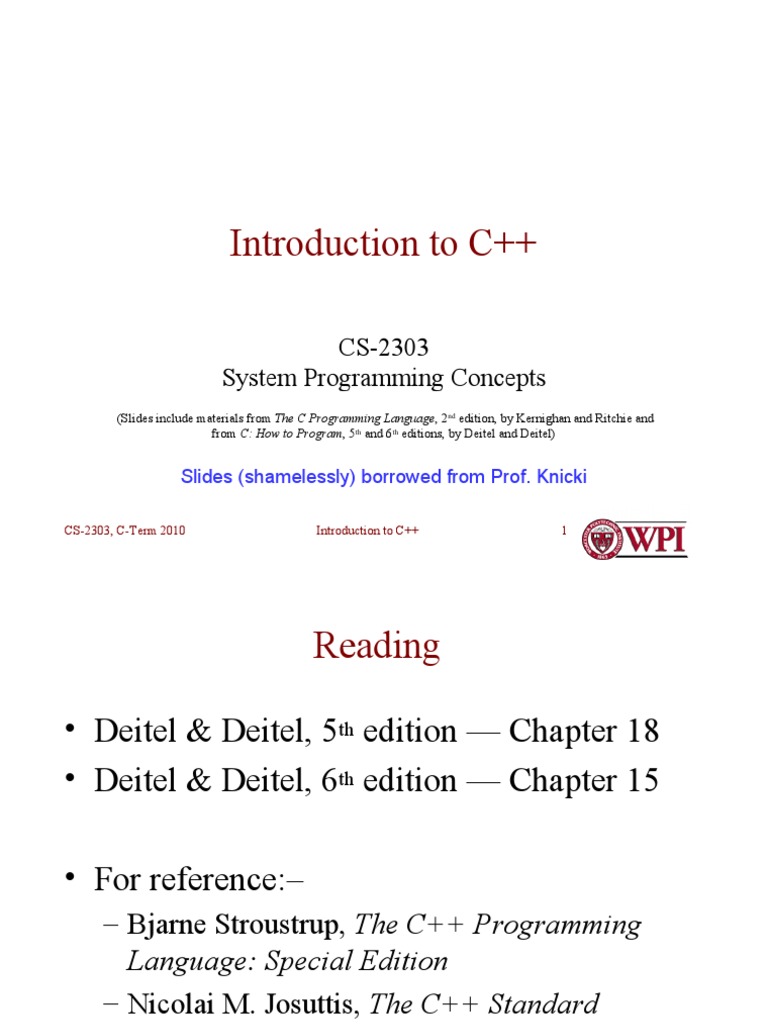 Introduction To C++: CS-2303 System Programming Concepts | PDF | C++ ...