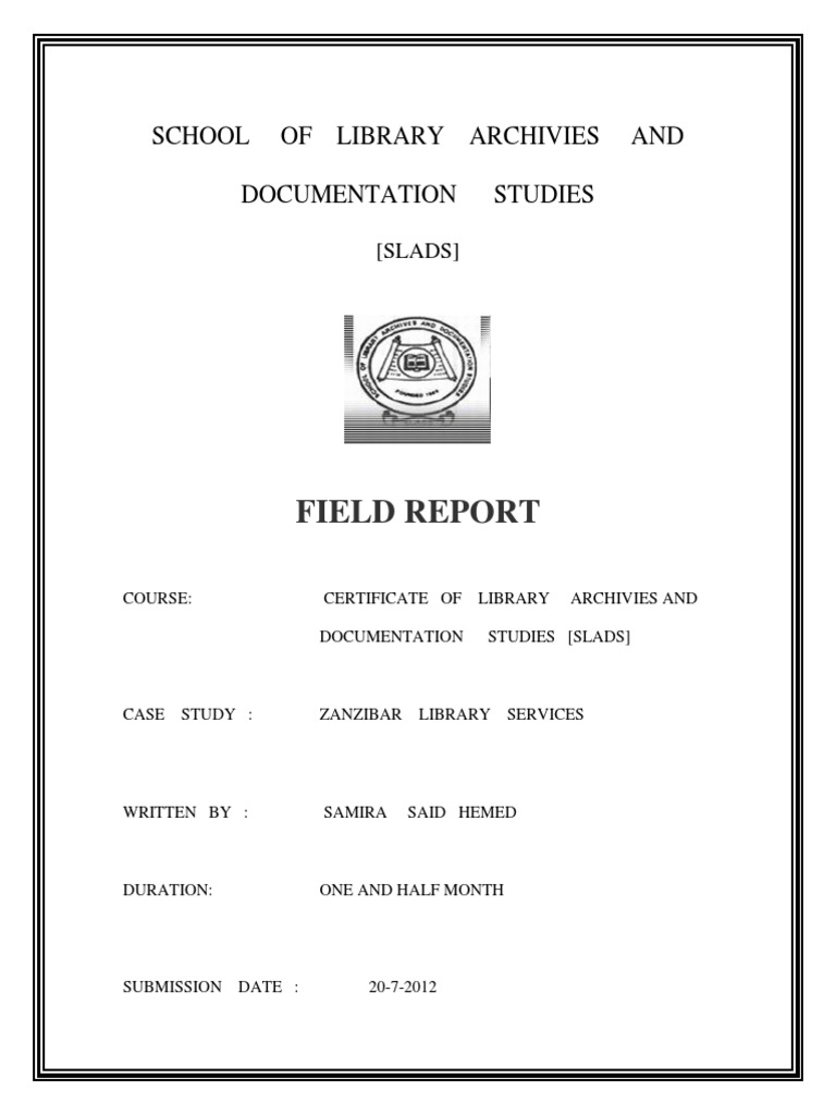 Slads Field Report 2012 Sample | PDF | Identity Document | Librarian