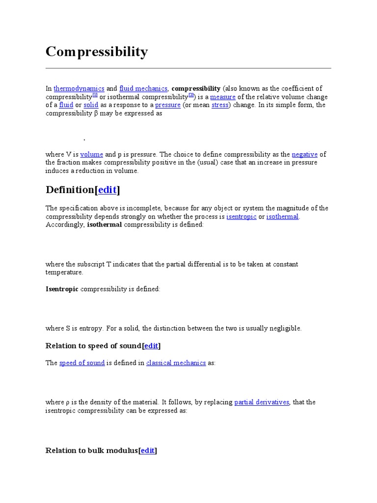 Compressibility: Definition | PDF | Transparent Materials | Applied And ...