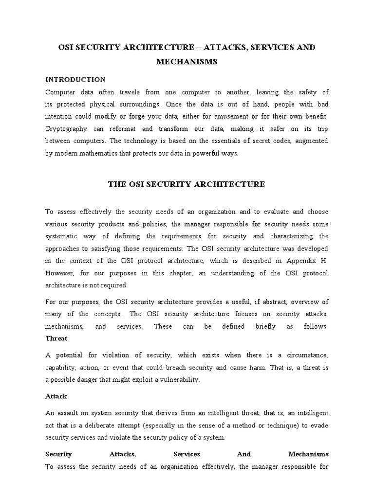 Osi Security Architecture | PDF | Encryption | Computer Security