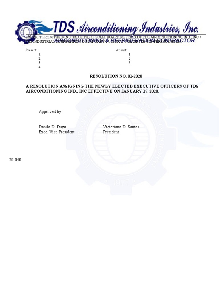 TDS Board Resolution | PDF