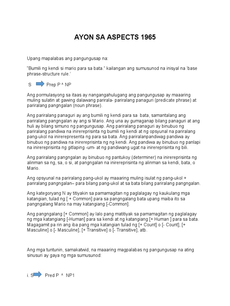 Ayon Sa Aspects 1965 | PDF