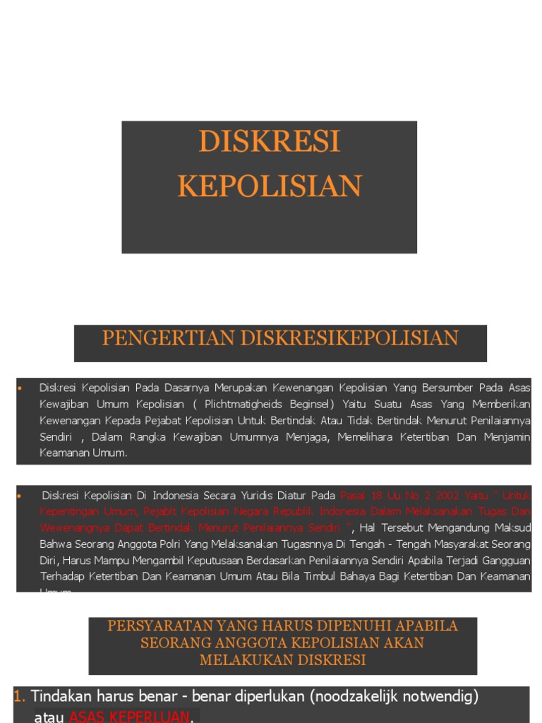 Pengertian Diskresi Kepolisian | PDF