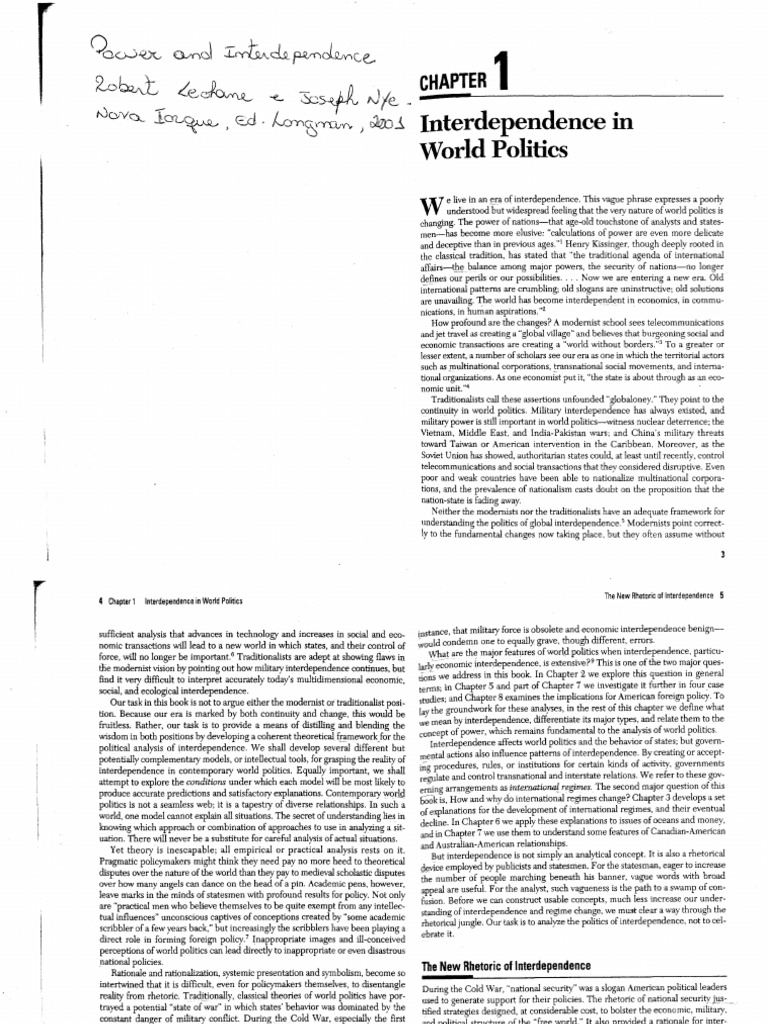Power and Interdependence Chap1 | PDF | National Security | Systems Theory