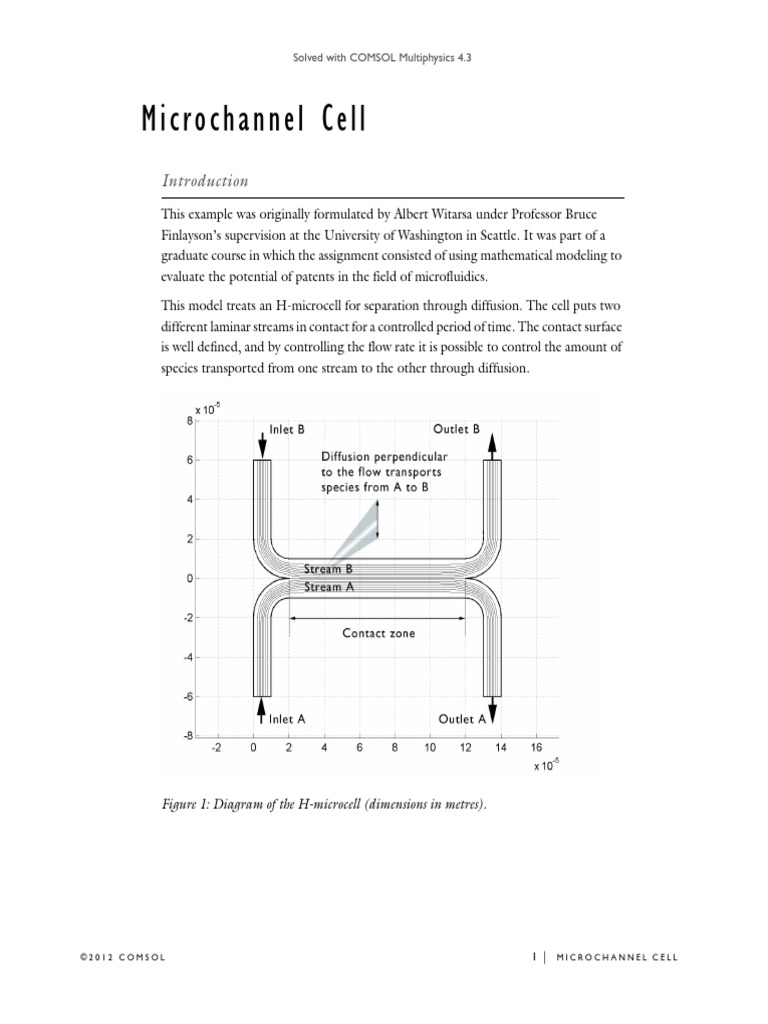 Microchannel Cell: Solved With COMSOL Multiphysics 4.3 | PDF | Fluid ...