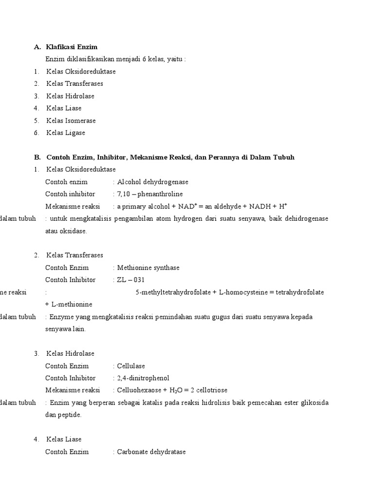Klasifikasi Enzim | PDF