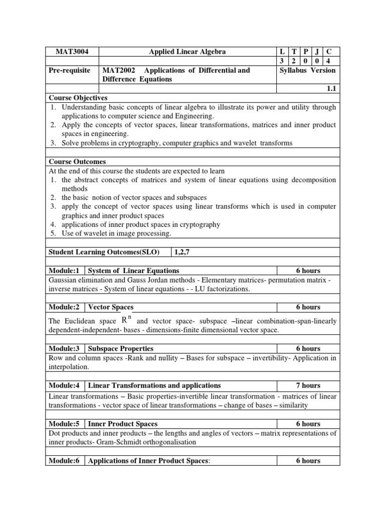 Mat3004 Applied-Linear-Algebra TH 1.1 47 Mat3004 | PDF | Linear Map ...