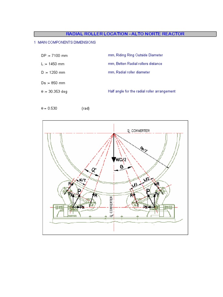 Mathcad - Noranda Reactor-Roller Location | PDF
