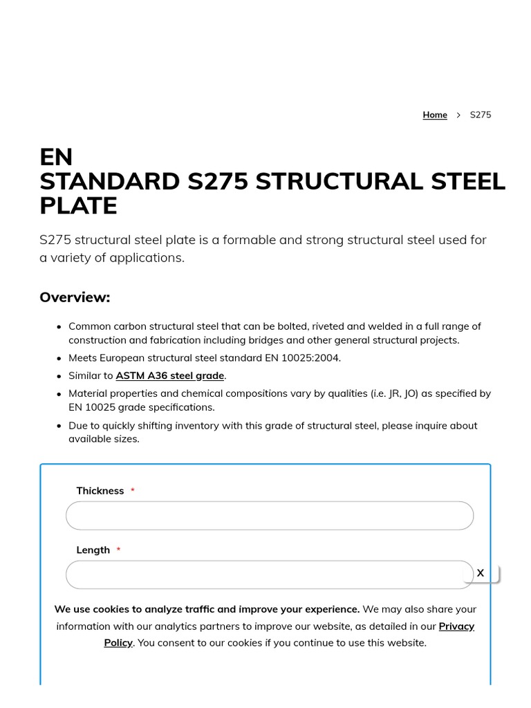 EN Standard S275 Structural Steel Plate: Overview | PDF | Structural ...