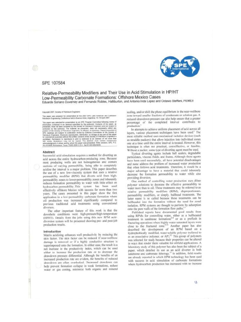 SPE Paper Acidizing PDF | PDF