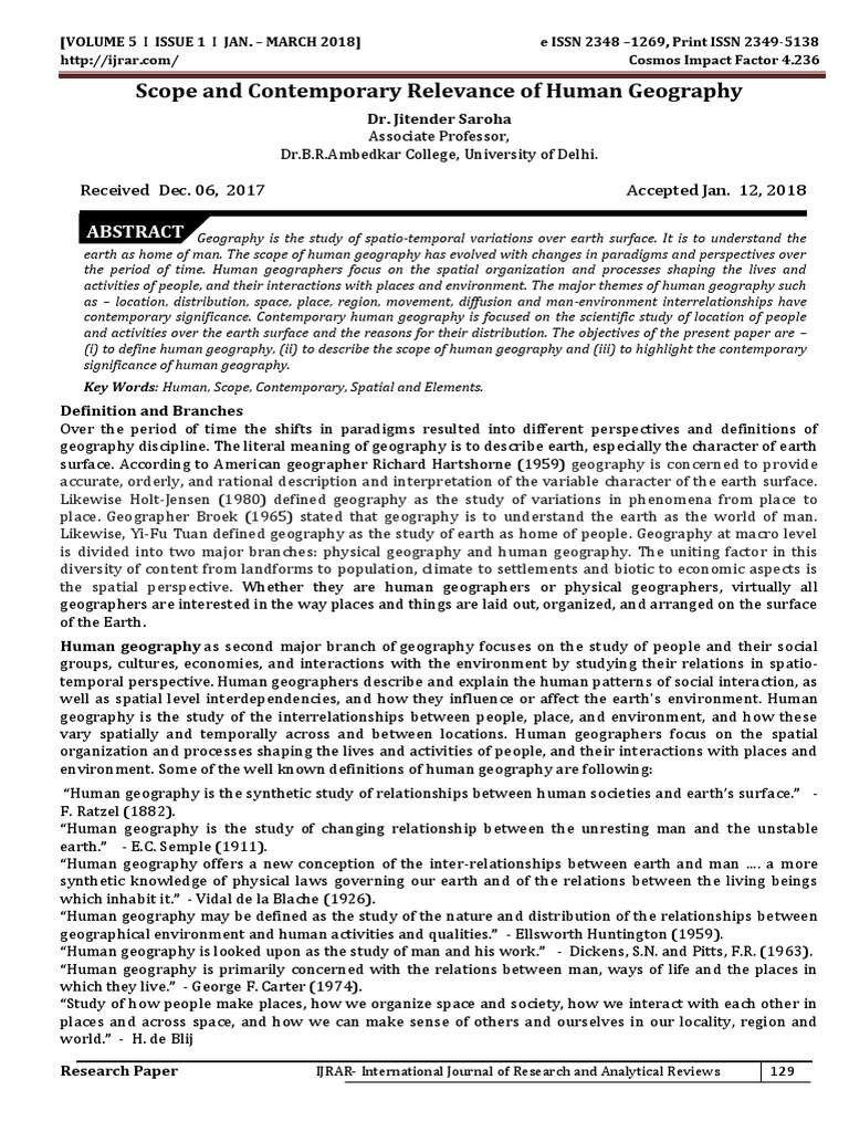 Human Geography PDF | PDF | Geography | Natural Environment