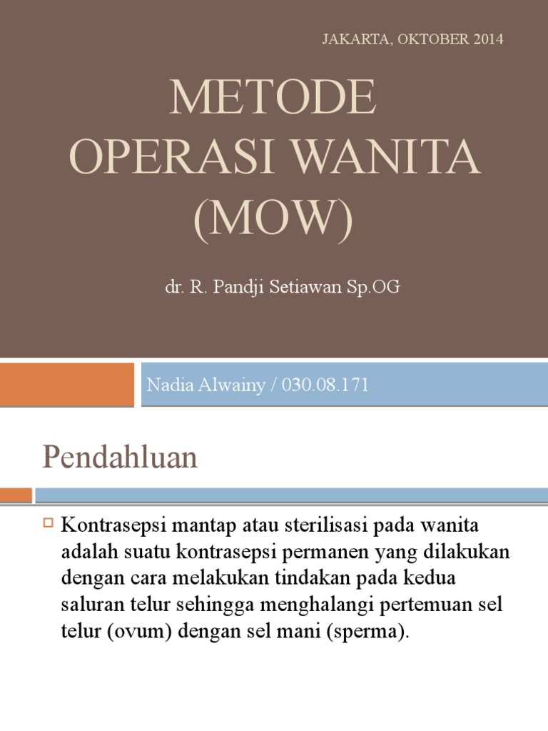 Metode Operasi Wanita: MOW dan Tubektomi | PDF