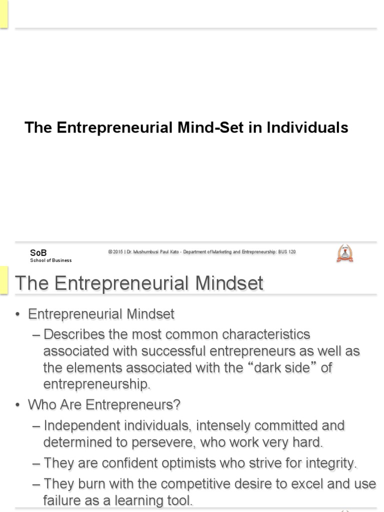 Entrepreneurial Mind-Set in Individual | PDF | Entrepreneurship ...