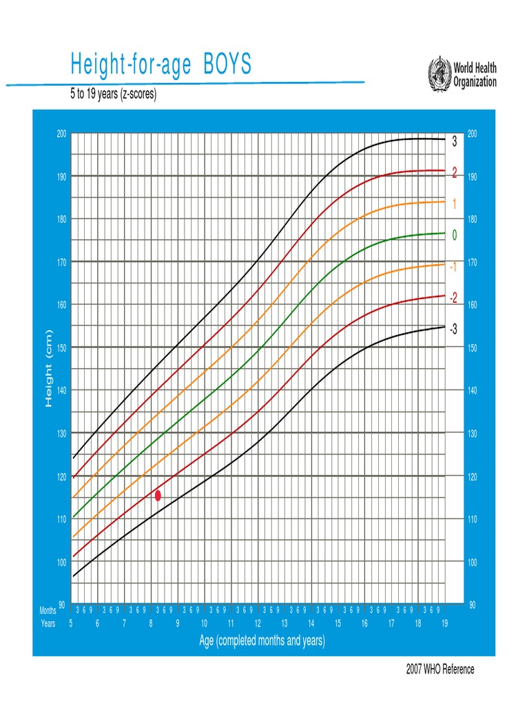 Height-For-Age BOYS: 5 To 19 Years (Z-Scores) | PDF