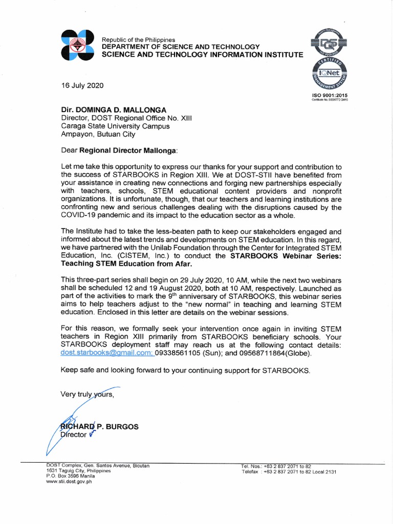 DOST-STARBOOKS Webinar Series 2020 Invitation PDF | PDF | Learning ...