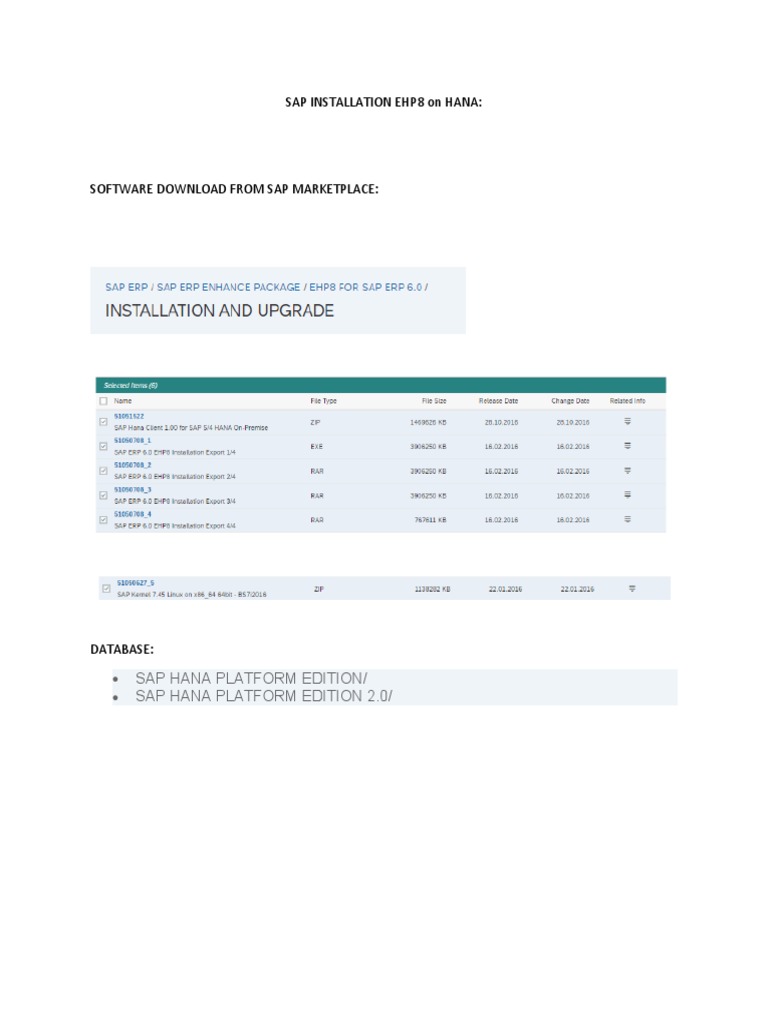 SAP INSTALLATION EHP8 On HANA | PDF