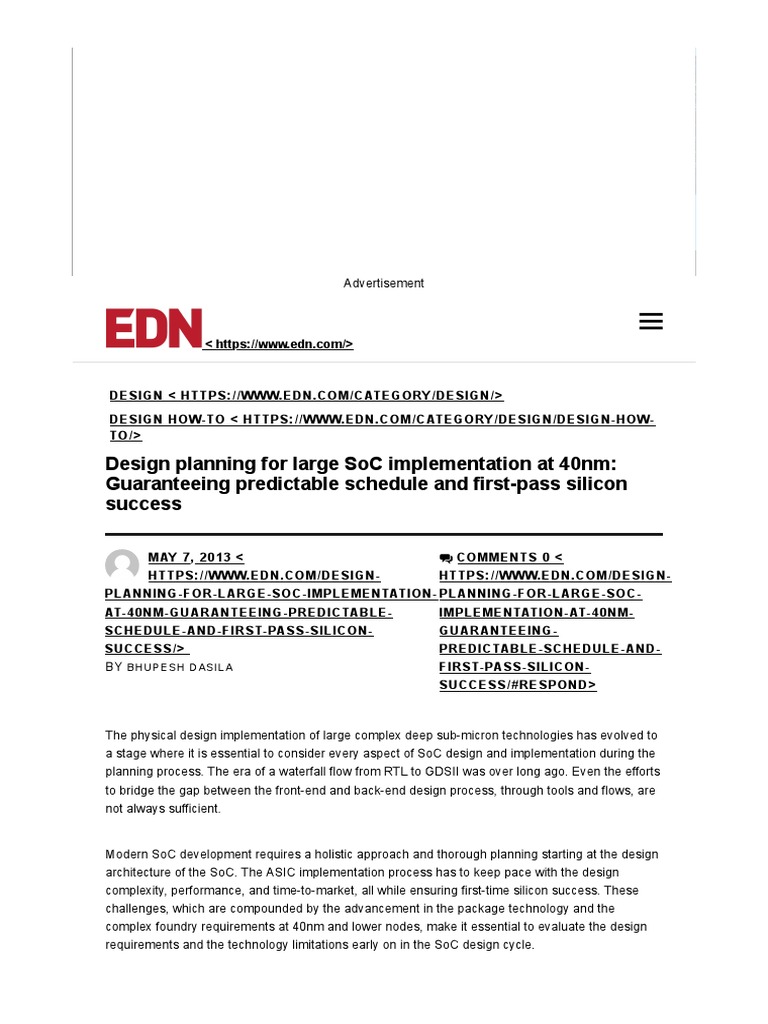 Design Planning For Large SoC Implementation at 40nm - Part 1 | PDF ...