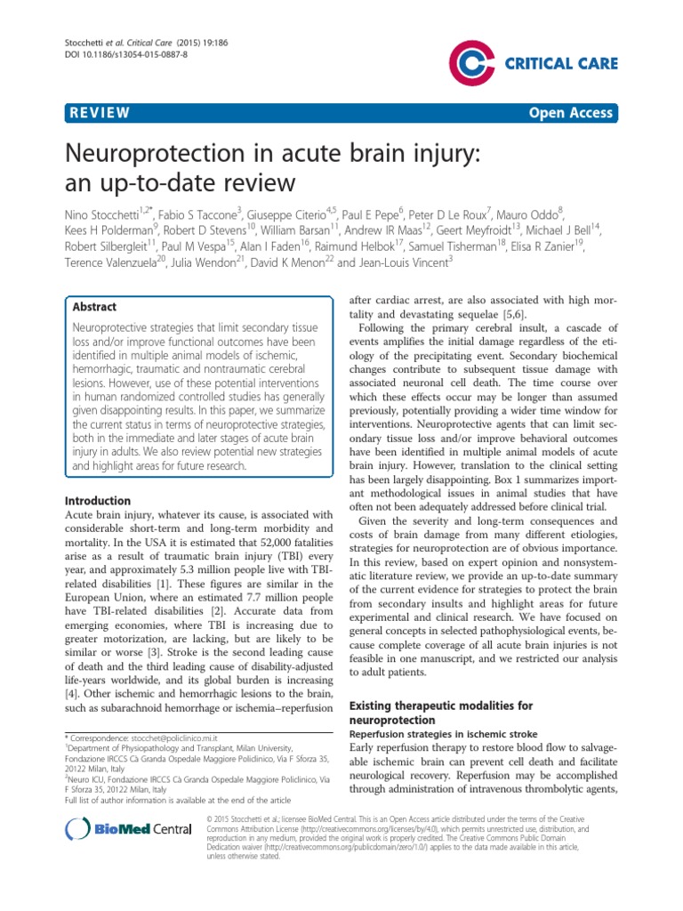 Neuroprotección en TEC, Revisión Actualizada | PDF | Traumatic Brain ...
