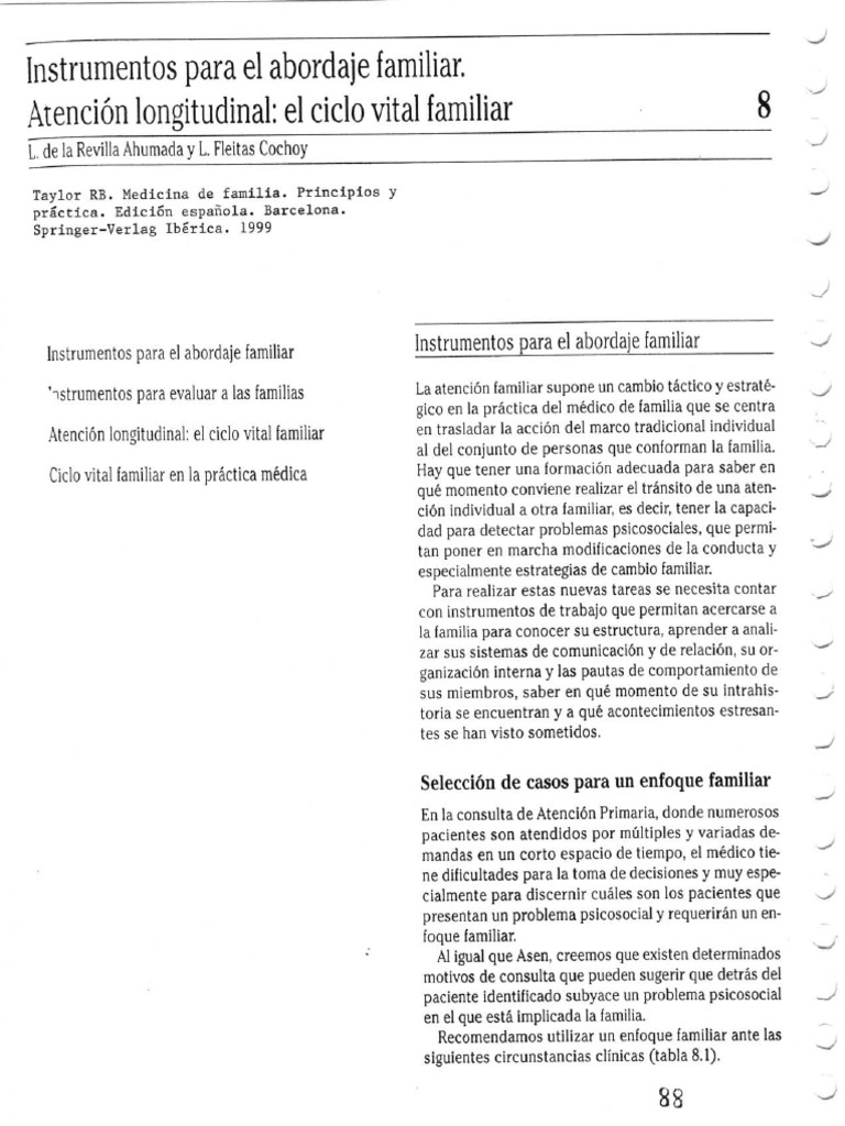 Instrumentos para El Abordaje Familiar. Atención Longitudinal El Ciclo Vital Familiar PDF | PDF