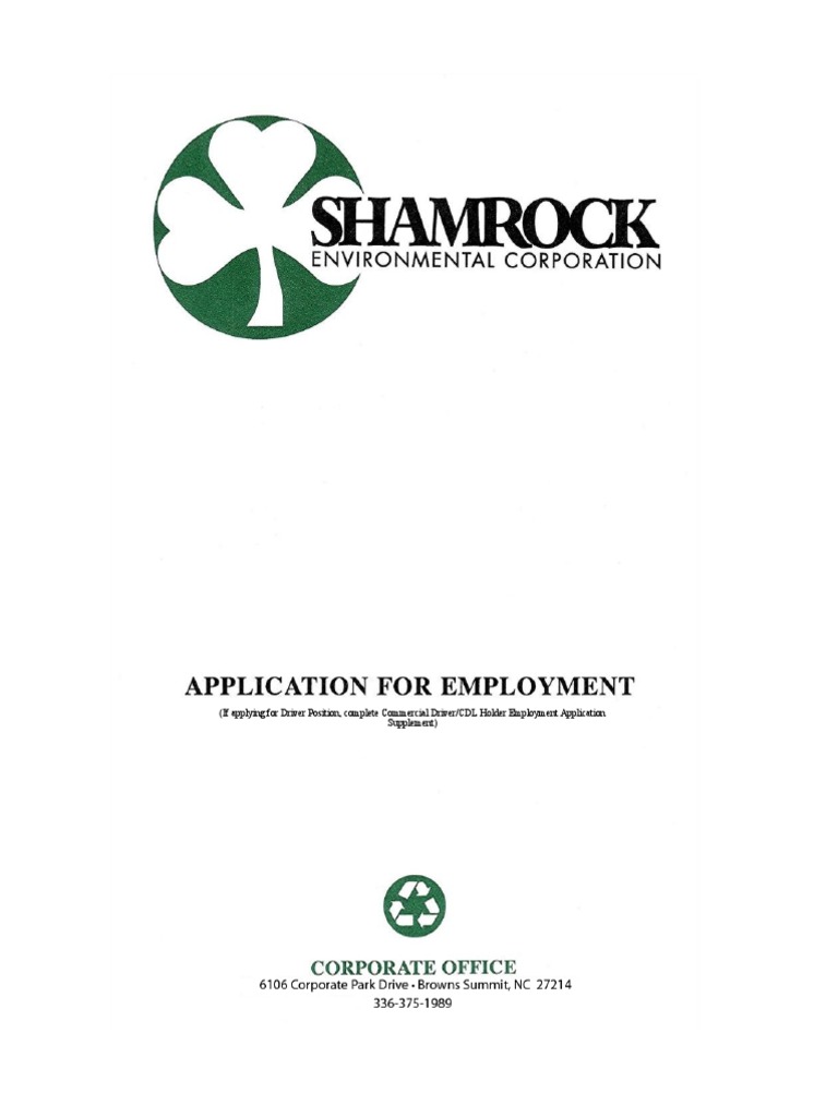 Shamrock Emp App | PDF | Drug Test | Background Check