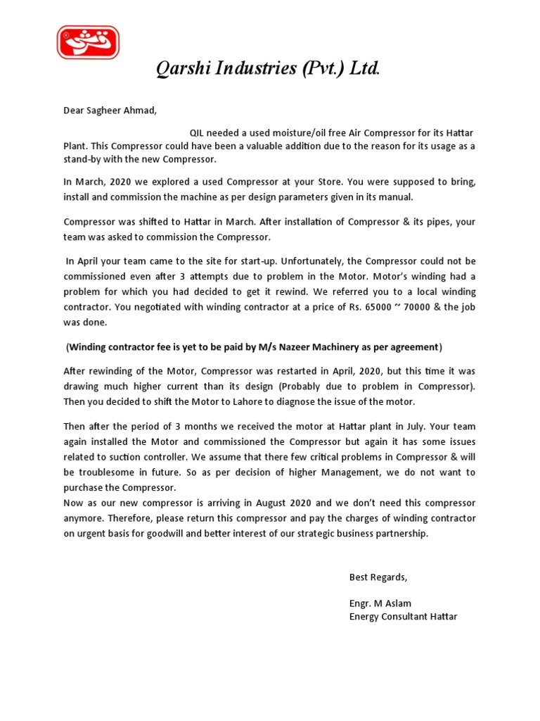 Compressor Letter | PDF