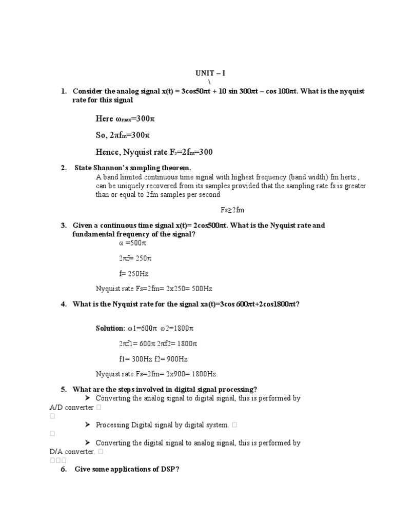 Digital Signal Processing Two Marks | PDF | Discrete Fourier Transform | Digital Signal Processing