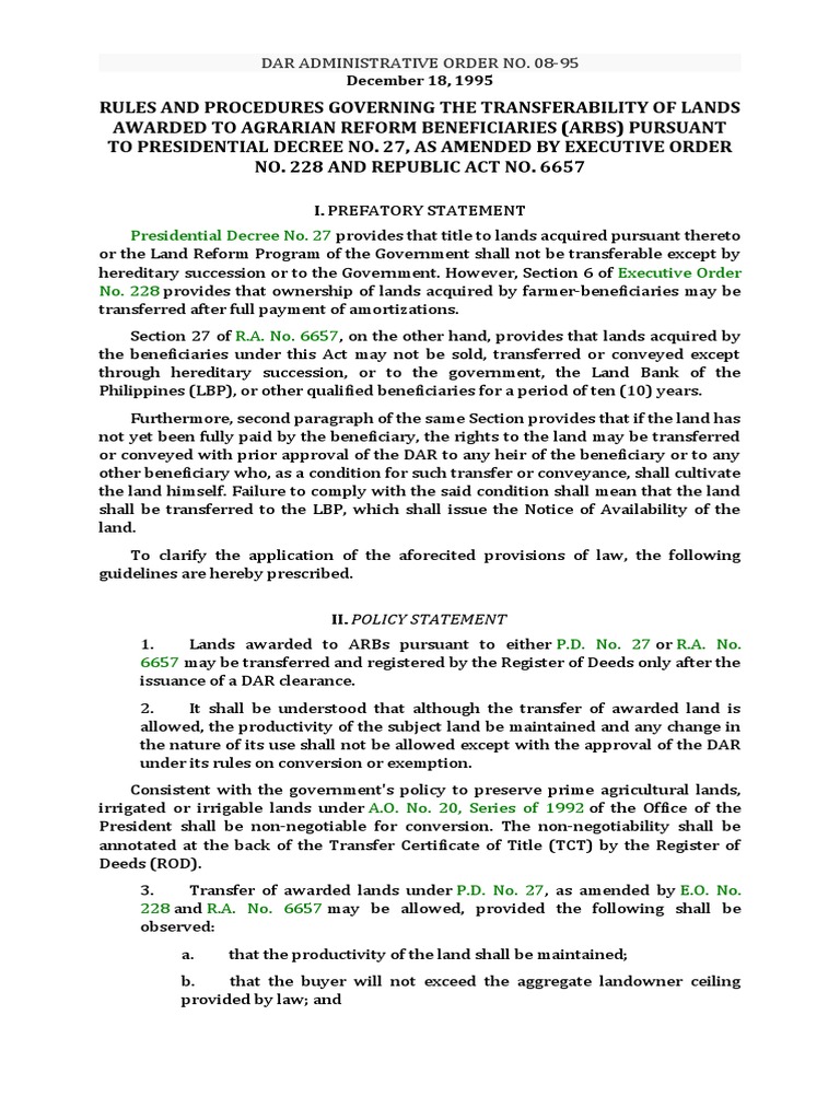 Dar Administrative Order No 8 | PDF | Civil Law (Common Law) | Government
