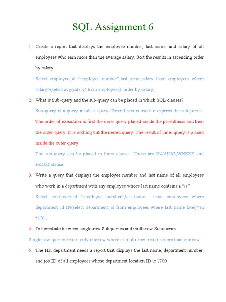Sql Assignment 6 Pdf Data Management Databases 3206